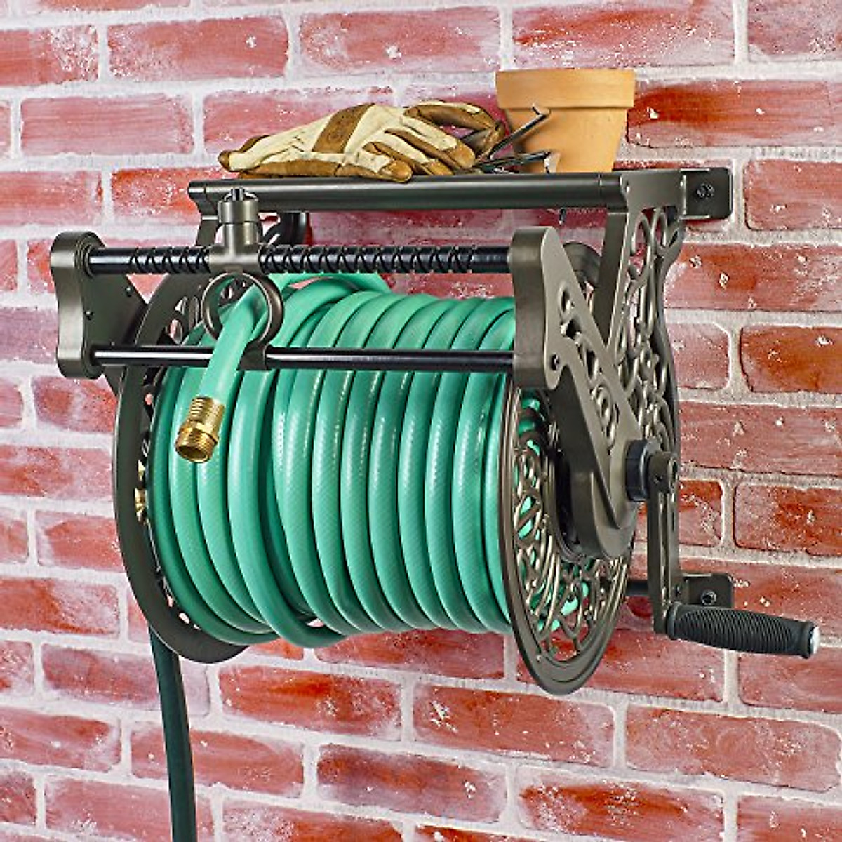 Liberty Garden 707 Decorative Wall Mount Garden Guide Hose Reel, Bronze