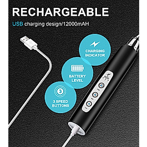 Nahida Black Milk Frother Wand for Coffee, Frother Handheld Rechargeable Electric Whisk with 3 Heads 3 Speeds Drink Mixer Coffee Frother Foam Maker For Latte, Cappuccino, Hot Chocolate, Egg