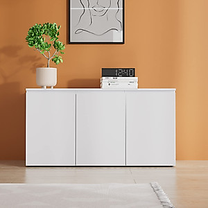 Cozy Castle Buffet Cabinet with Storage, Coffee Bar Cabinet with 3 Doors and Adjustable Shelf, Kitchen Buffet Sideboard for Living Room, Kitchen, 47.15" L x 24.65" H x 15.75" W, White