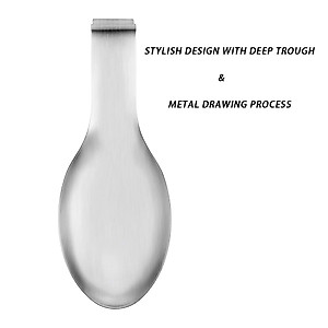 2 Pack Stainless Steel Spoon Rest, findTop Kitchen Spoon Utensils Ladle Holder for Stove Top, 3.8 x 9.4 Inch