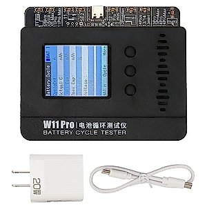 Battery Cycle Tester, 1.8 Inch TFT Screen Cell Battery Tester Automatic Parameter Matching AC 100 to 240V for Repair (US Plug)