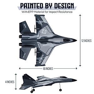 SkyylineTek RC Jet 2.4 Ghz RC Plane with Smart Gyroscope System, Dual-Motor, and LED Lights,F-22 Raptor Fighter Jet Toy, EPP Foam RC Glider, Great Remote Control Plane for Beginners, Kids, and Adults