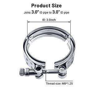 EVIL ENERGY 3.0 Inch V Band Clamp for Flange Kit Stainless Steel 2PCS (No flanges)