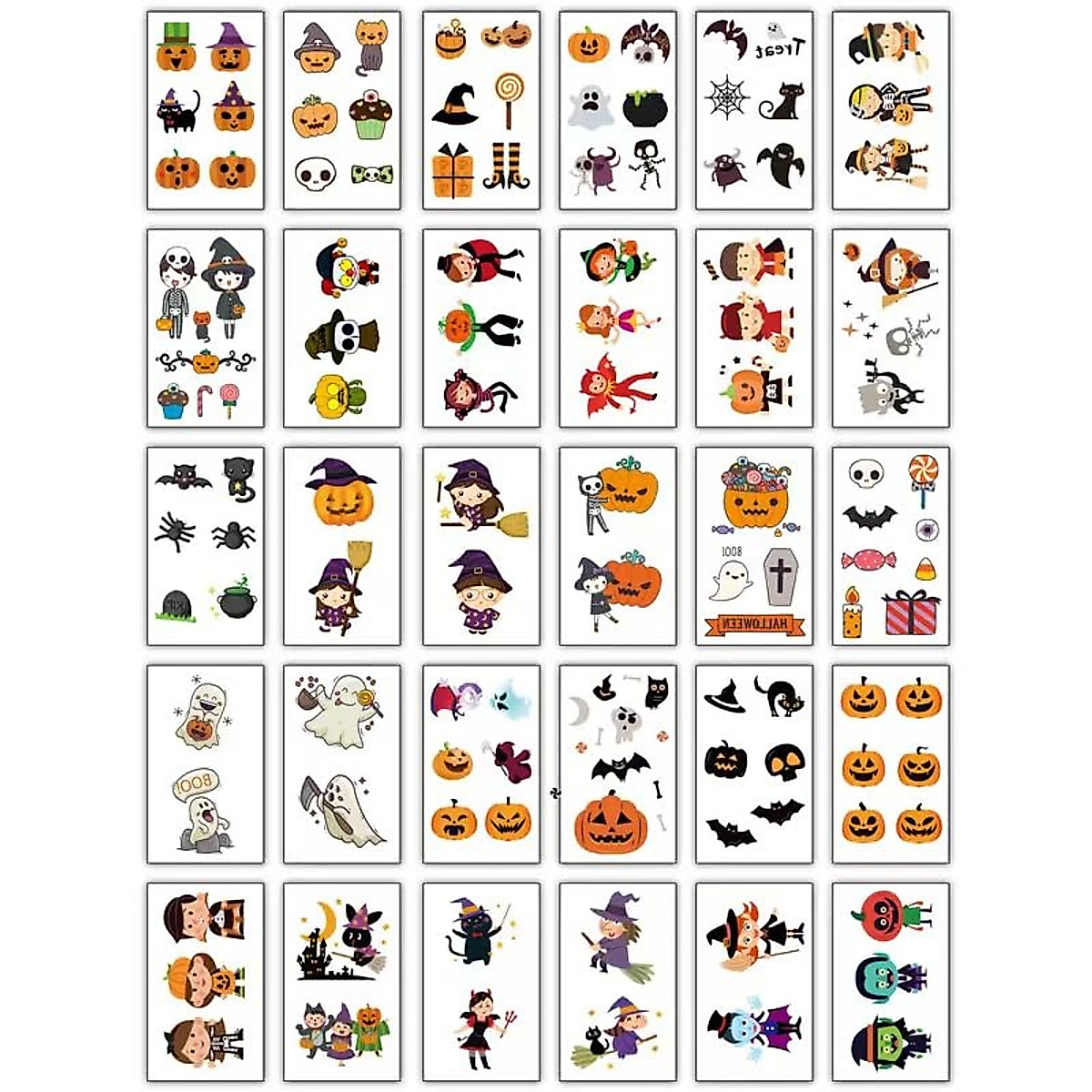 120PCS Halloween children's tattoo stickers for party decorations, cartoon Halloween tattoo stickers, cute children's tattoo stickers, pumpkin, spider, bat funny stickers………