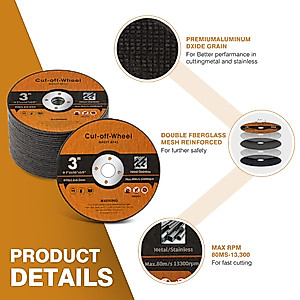 Shawya 25 PCS 3 Inch Cut Off Wheels Metal and Stainless Steel Cutting Wheel for Angle Grinder 3"x1/16"x3/8"Cutting disc Die Grinder Cut Off Wheel Fits Any Angle Grinder Air Tool