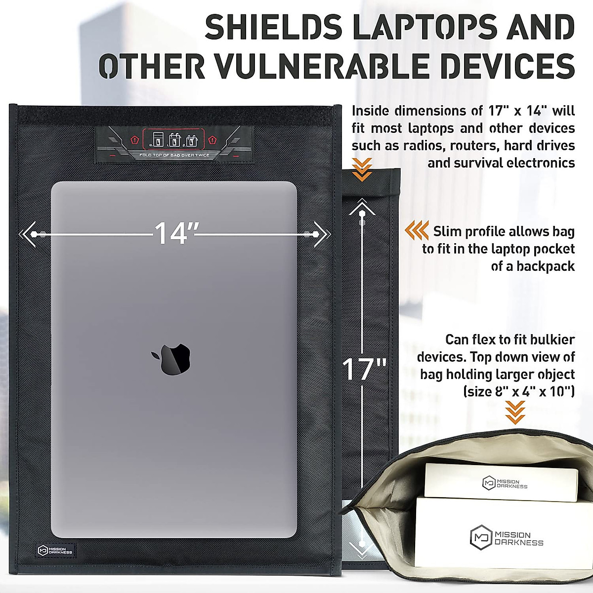 Mission Darkness Non-Window Faraday Bag for Laptops // Device Shielding for Law Enforcement & Military, Executive Privacy, Travel & Data Security, Anti-Hacking Anti-Tracking Anti-Spying Assurance