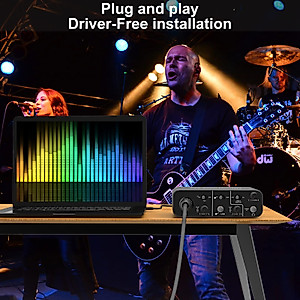 USB Audio Interface for Recording Music, XLR interface with 48V Phantom Power, TRS balanced with Headphone Amplifier, AudioBox Mic Preamps 48v 2 Channel for PC/Win/Mac Streaming and Podcasting