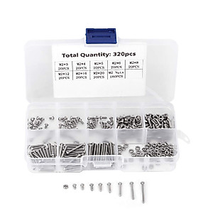 Walfront 320pcs M2 Machine Screws Set Fasteners Reinforcement Tool For Laptop/Hard Disk/Keyboard/Phone/PC, Fastener