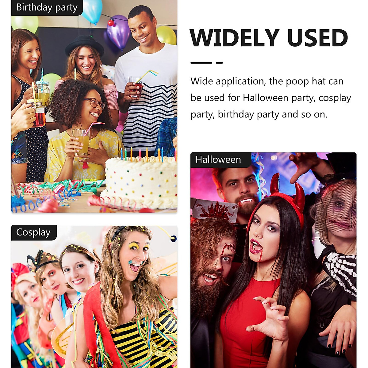 Alasum 3pcs Beanie Adult Poop Prom Funny Hat Funny Photography Props Kids Dress up Headband Poop Game Hats Creative Hat Party Hat Prop Cosplay Clothing Makeup Game Props