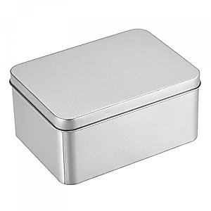 uxcell Metal Tin Box, 3pcs 4.92" x 3.54" x 2.36" Rectangular Empty Tinplate Storage Containers with Lids, Silver Tone