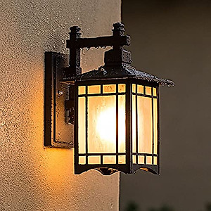 Wall Light, Wall Sconces, Black Square Outdoor Waterproof Wall Lantern Simple Die-cast Aluminum Lamp Body Wall Sconce Light Transmission Uniform Frosted Glass Lampshade Shop Shop Exterior Wall Lightin