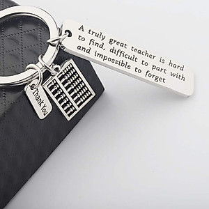 Math Teacher Thank You Keychain A Truly Great Teacher is Hard to Find Retirement Gift for Teacher (Abacus)