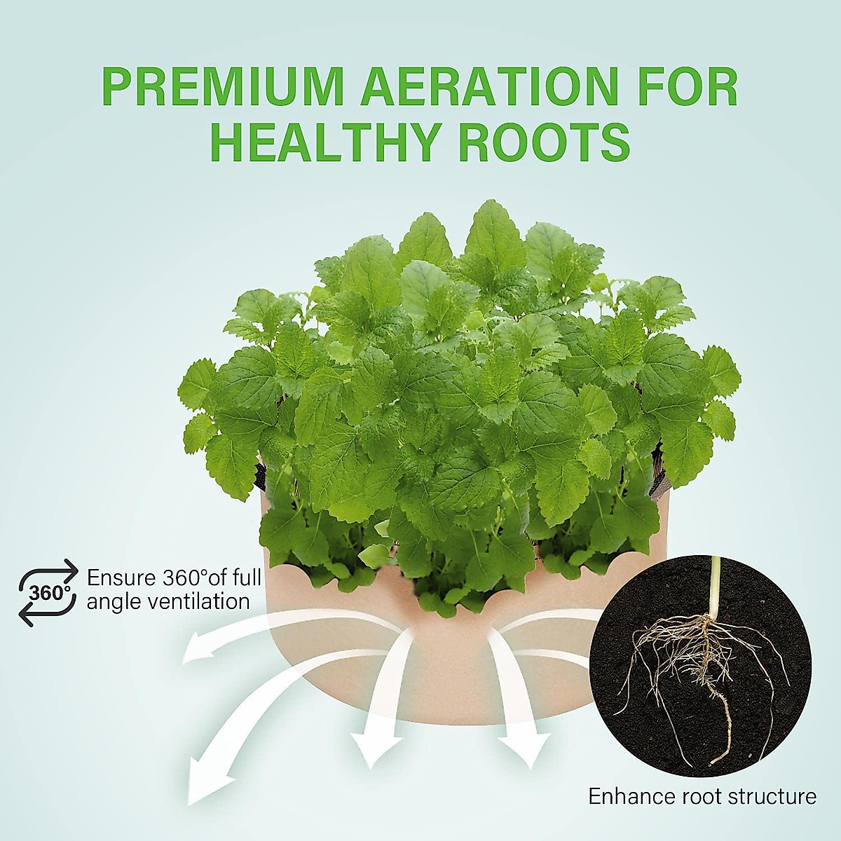 iPower 10-Pack 20 Gallon Aeration Grow Bags Thick Nonwoven Fabric Pots with Handles, for Fruits, Vegetables, and Flowers, Tan