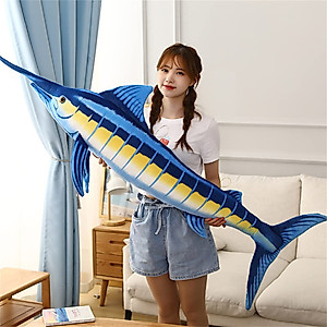 pangcangshu Big Size Simulation Fish Toys Stuffed Soft Plush Blue Marlin Makaira Mazara Pillow Toys for Kids Girls Birthday Toys Easter, Thanksgiving, Christmas, New Year's Gifts(Blue, 60cm/23inch)