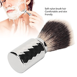 Beard Brush for Men, Alloy Handle Nylon Bristles Shaving Brush, Quick Dry Dirt Removal Mustache Men Shaving Brush for Home and Salon