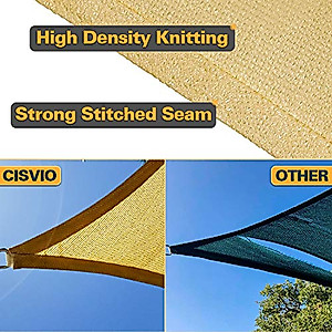 Cisvio 8'x10' Sand Rectangle Sun Shade Sail Canopy UV Block Awning Heavy Duty Commercial Shade Sail for Patio Grade Garden Backyard