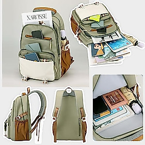 srdmuph Kawaii Backpack with Cute Accessories Pendant Travel Bag Large Outdoor Waterproof Casual Daypack Women Men (Green)