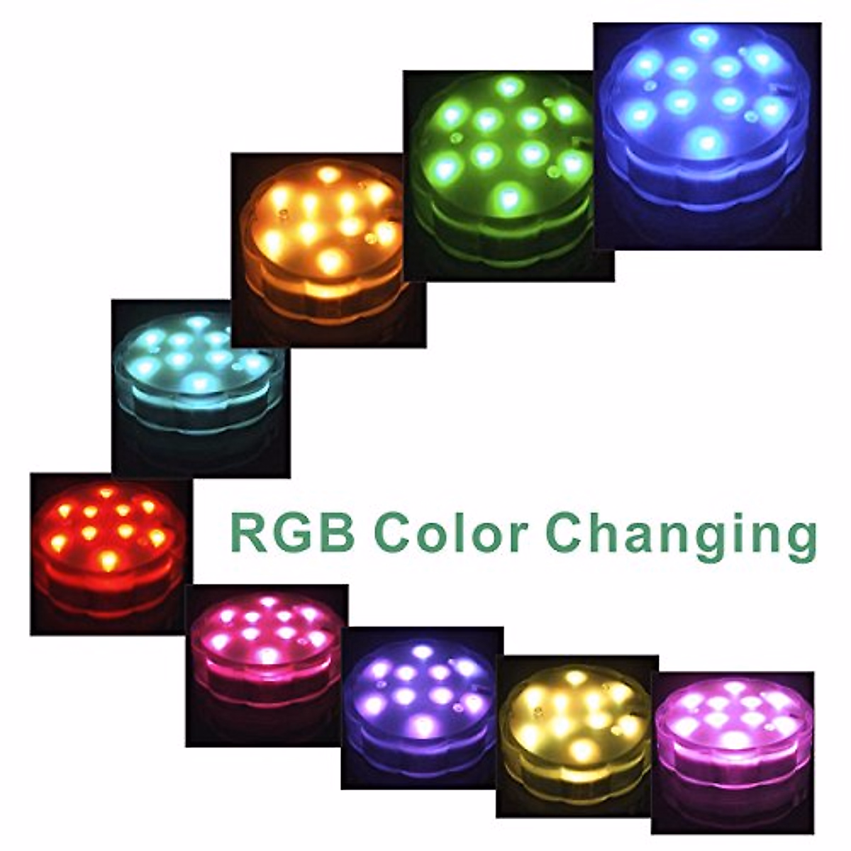Durawell Color Changing Submersible LED Lights, 13 Colors 4 Modes Battery Powered Underwater LED Lights for Pools Ponds (4 Packs)