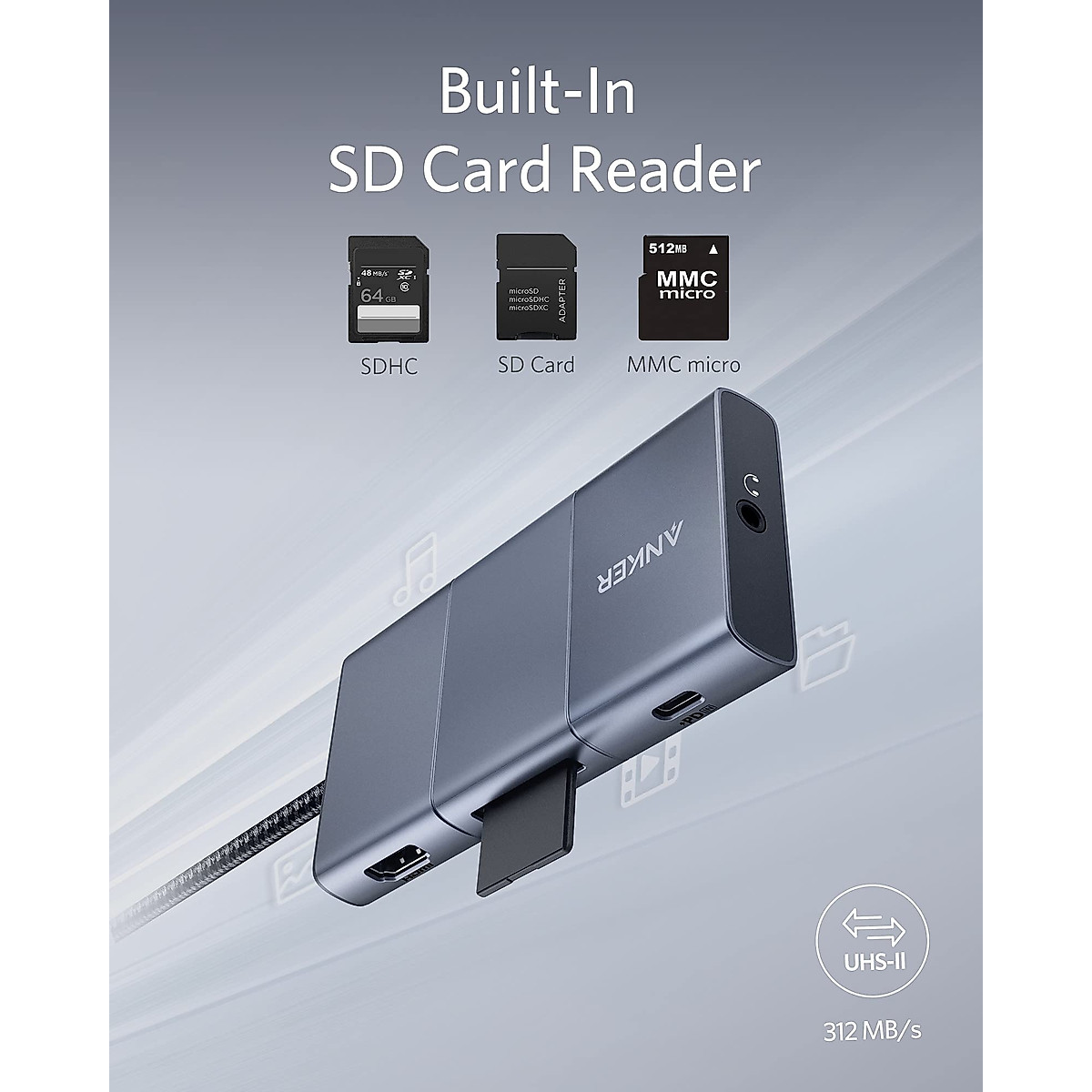 Anker USB C Hub, PowerExpand 6-in-1 Adapter, with 4K HDMI, 100W Power Delivery Port, 2 10 Gbps A Ports, SD Card Reader, and 3.5mm Audio, for MacBook Air, Pro, XPS, More