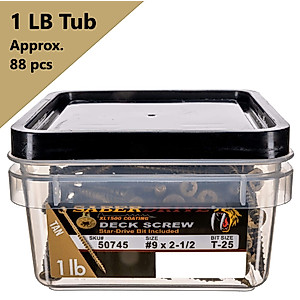 #9 x 2-1/2" Saberdrive Tan XL1500 Coated Exterior Star Drive Multi-Purpose Deck Screws 1 LB, Approx. 88 Pieces