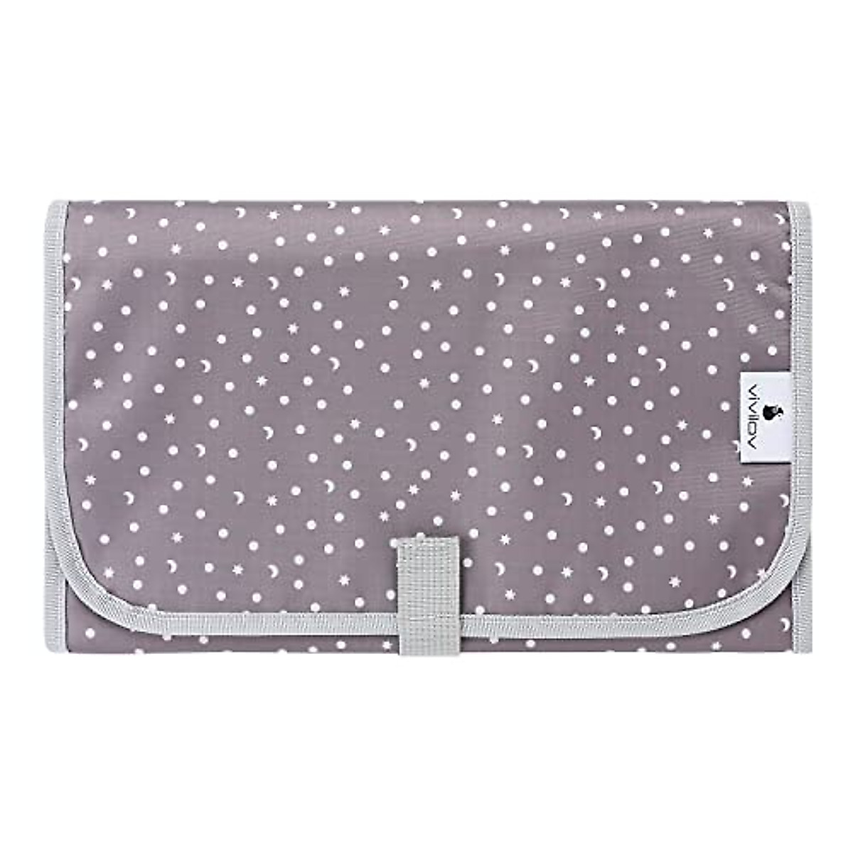 Portable Changing Pad for Baby - Waterproof Diaper Changing Pad - Compact Baby Changing Pad- Travel Diaper Changing Mat - Foldable Lightweight Changing Mat for Newborn (Grey Stars)