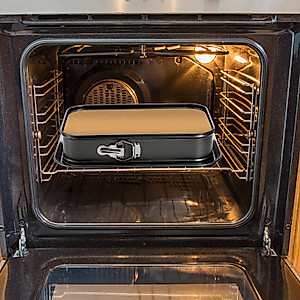 SOUJOY Springform Cake Pan, Non-stick Cheesecake Pan, 14 x 9 Inch Large Rectangle Cake Pan with Removable Bottom, Ice Cream Cake Bakeware, Black