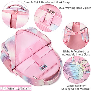 Unicorn Backpack for Girls School Backpack Glitter Rainbow Kids Backpack for Girls Bookbags 3 in 1 Set with Lunch Tote Pencil Bag