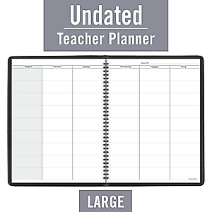 AT-A-GLANCE Teacher Planner, 8-1/4" x 10-7/8", Undated Weekly & Daily Planner, Academic Lesson Plan Book for Family Homeschool Supplies, Agenda with Twin-Wire Binding, Black Leather (8015505)