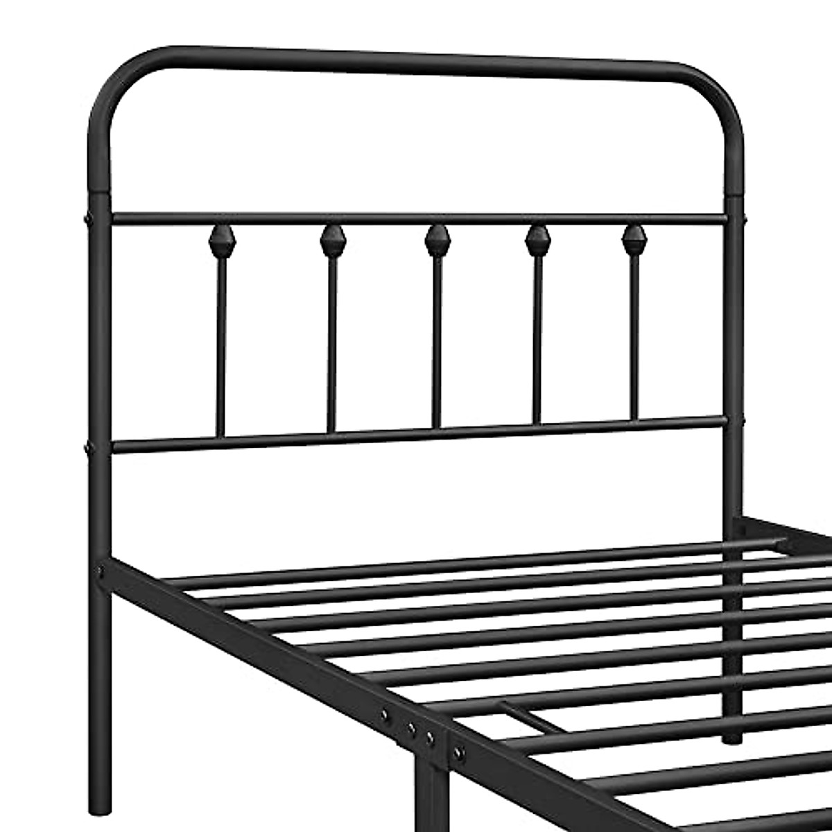 Topeakmart Twin XL Size Victorian Style Metal Bed Frame with Headboard/Mattress Foundation/No Box Spring Needed/Under Bed Storage/Strong Slat Support Black