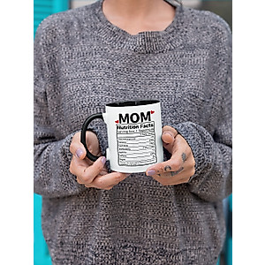 2IMT Mom Nutrition Facts Mug - Best Mom Mug Funny Mugs For Mom - Mother's Day Coffee Mug For Mom from Son - Cool Mom Mug Nutrition Facts Mug for Mom Mothers Coffee Mug - Black Accent Mug 11oz