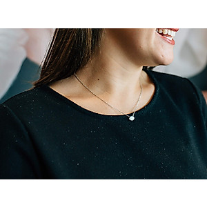 Sterling Silver Opal Necklace, 925 Sterling Silver & 14K White Gold Plating, October Birthstone Necklace, Small Oval Opal Jewelry For Women, Gemstone Necklace, Simple Necklace (White Gold)