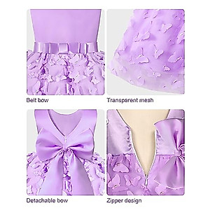 Qaoerde Baby Flower Girl Dresses 1st Birthday Outfit Girl Flower Girl Dress for Wedding Birthday Baptism Special Occasion Dress Violet