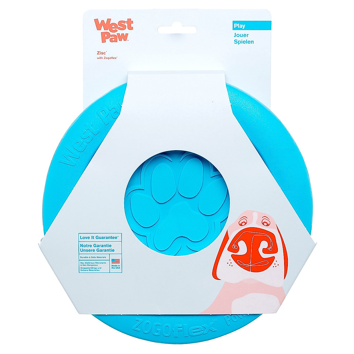 West Paw Zogoflex Zisc Dog Flying Disc, High Flying Aerodynamic Disc for Dogs Puppy – Lightweight, Floatable Disc for Fetch, Tug of War, Catch, Play – Doubles as Food/Water Bowl, Large 8.5", Aqua Blue