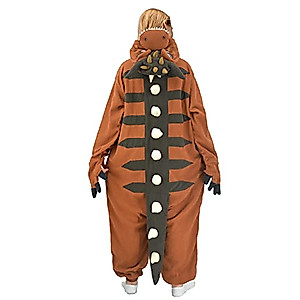 Adult Carnotaurus Onesie Pajamas Dinosaur Animal Cosplay Costume One Piece Jumpsuit Sleepwear for Women Men