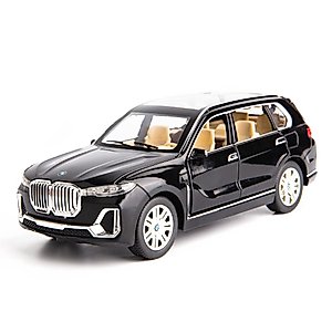 WAKAKAC Toy Car Compatible for 1/24 X7 Model Car, Alloy Die-cast Toy Vehicles,Pull Back Car Modelwith Sound and Light for Kids Boys Collectible Gift(Black)