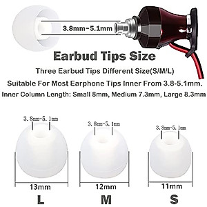 DMZHY 9 Pairs Earbud Tips Replacement Earbud Tips Earbud Replacement Tips Ear Bud Covers Silicone Ear Bud Replacement Pieces Fit for in-Ear Headphones(Inner Hole from 3.8mm-5.1mm Earphones) SML White