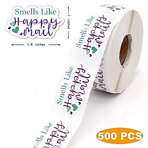 Muminglong 1.5 Inch Smells Like Happy Mail Stickers, Small Shop Stickers, Small Business, Thank You Sticker,Packaging Sticker, 500 PCS