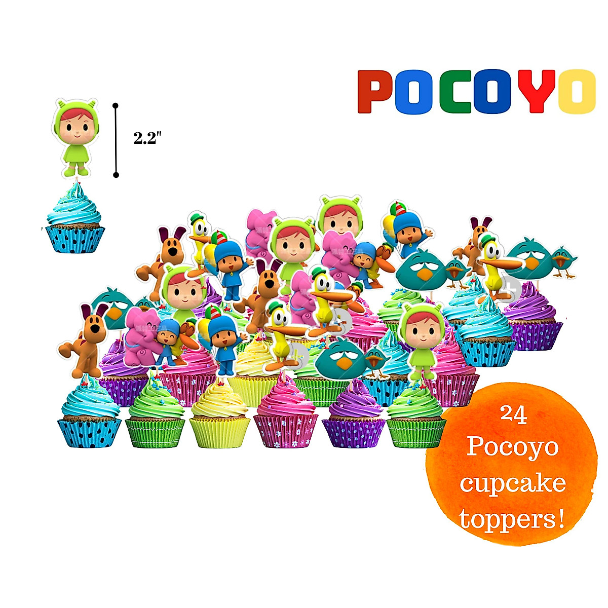 Pocoyo and Friends theme party decorations balloons Birthday Party Supplies. Pocoyo. Baby Shower decorations. Pocoyo and friends cupecake topper and table cloth or tablecover 24 cupcake toppers. Pato, Elly, Loula, Sleepy Bird, and Baby Bird.