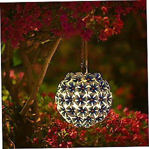 SOLUSTRE Solar Flower Ball Light Outdoors Solar Lights Out Door Decor Hydrangea Decor Hydrangea Hanging Light Solar Ball Light Solar Hanging Ball Solar Blue Hydrangea Lamp Garden Solar Lamp