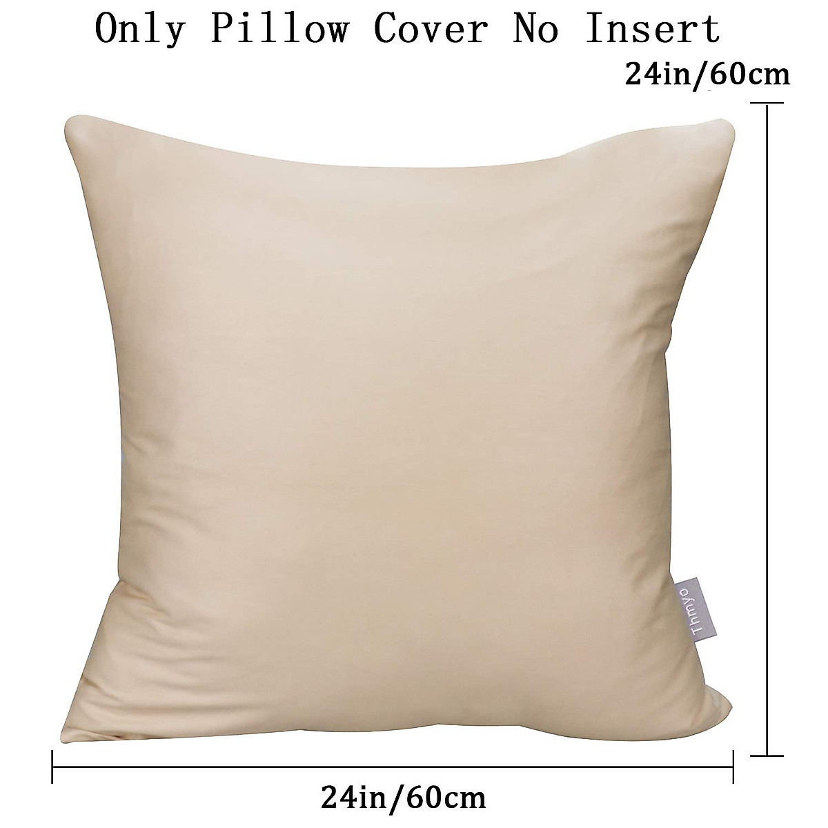 4-Pack 100% Cotton Comfortable Solid Decorative Throw Pillow Case,Thmyo Square Cushion Cover Pillowcase Sublimation Blank Pillow Covers DIY Throw Pillowcase for Sofa Bedroom(24x24 inch/ 60x60cm,Khaki)