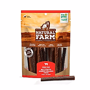 Natural Farm Bully Coated Gourmet Collagen Sticks (4 Inch, 10 Pack), Real Bully Beef Coated, 95% Natural Collagen Dog Chews, Supports Healthy Joints, Skin & Coat - Best for Small & Medium Dogs