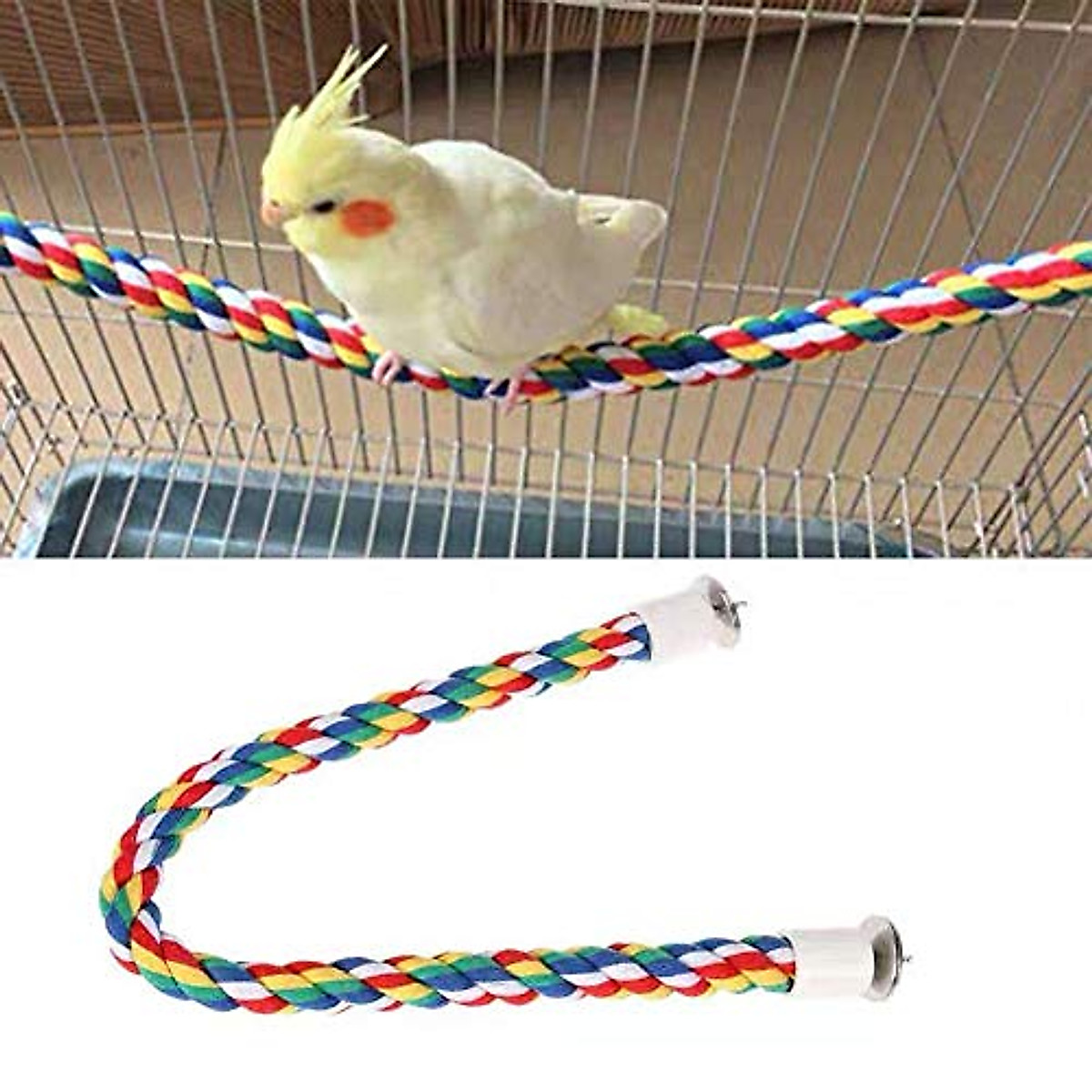 1 Piece Bird Perch Bird Toy Bird Spiral Rope Perch Bird Spiral Cotton Rope Perches Bird Cage Accessories Parakeet Climbing Stand Bar Parrot Cotton Swing Climbing Standing Toys(26.32 Inch)