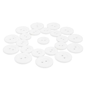 ButtonMode Lab Coat Buttons (Fits Allheart, Dickies, Figs, Healing Hands, Landau Labcoats) with 2 Holes 22pc Set Has 11 Front (19mm or 3/4 Inch), 11 Sleeve (15mm or 5/8 Inch), White, 22-Buttons