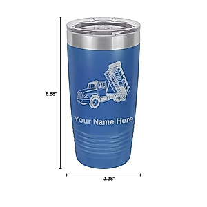 LaserGram 20oz Vacuum Insulated Tumbler Mug, Dump Truck, Personalized Engraving Included (Dark Blue)