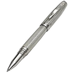Xezo Solid 925 Sterling Silver Serialized Fine Rollerball Pen with Screw-On Cap (Maestro 925 Sterling Silver R-1)