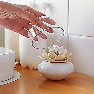 Dofover 2 Pack Creative Lotus Cotton Swab Holder Q-Tips Toothpicks Holder Table Decorate Cotton Bud Storage Box Organizer