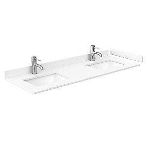 Beckett 60 Inch Double Bathroom Vanity in White, White Cultured Marble Countertop, Undermount Square Sinks, Matte Black Trim