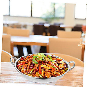 WHAMVOX Stainless Steel Griddle Steamer Pot Double Ears Pan Frying Pan Skillet Steel Pot Pow Wok Pan Everyday Wok Stewpot Skillet Korean Ramen Pot Cooking Pan Individual Asia Small Hot Pot