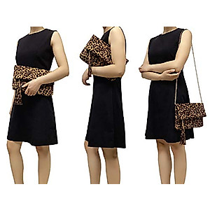 CHARMING TAILOR Leopard Clutch Bag for Women Tassel Foldover Clutch Faux Suede Dressy Purse for Day to Evening (Brown)