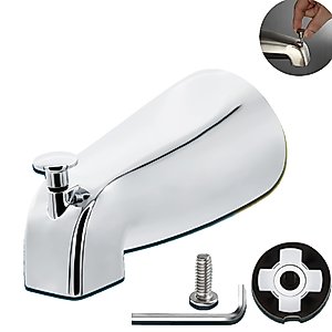 Slip Fit Tub Spout with Pull-Up Diverter for 1/2 inch Copper Tube,5.4 INCHES in Length,Easy to Install,Chrome (Not Applicable to Threaded Pipes) Thickened and Elongated Design 300 Grams